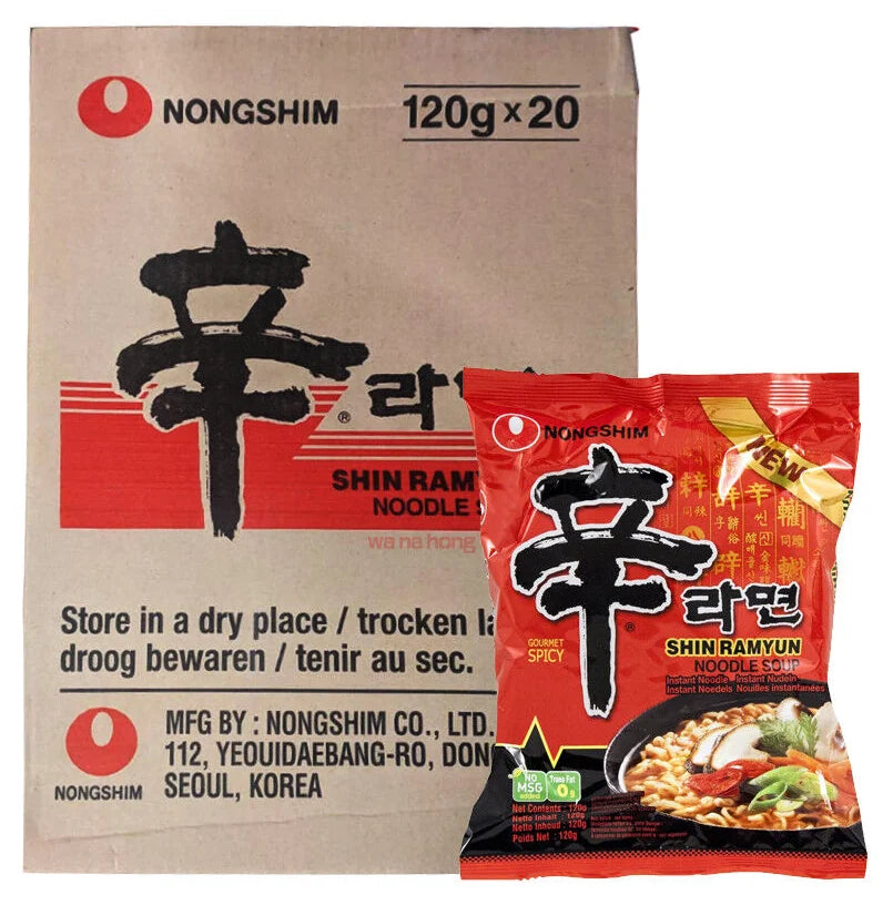 Nongshim Shin Ramyun 120G Case (x20) - Spicy Korean Noodles | Exp. May ...