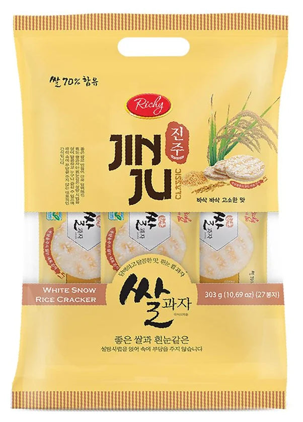 Richy Jinju White Snow Rice Crackers 303G | Crispy Snack – World Food Shop