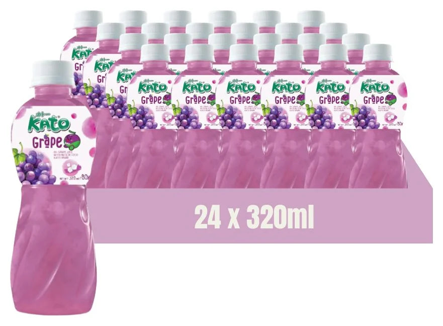 Kato Nata De Coco Grape Juice 320ml - Case of 24 | Refreshing UK Drink ...